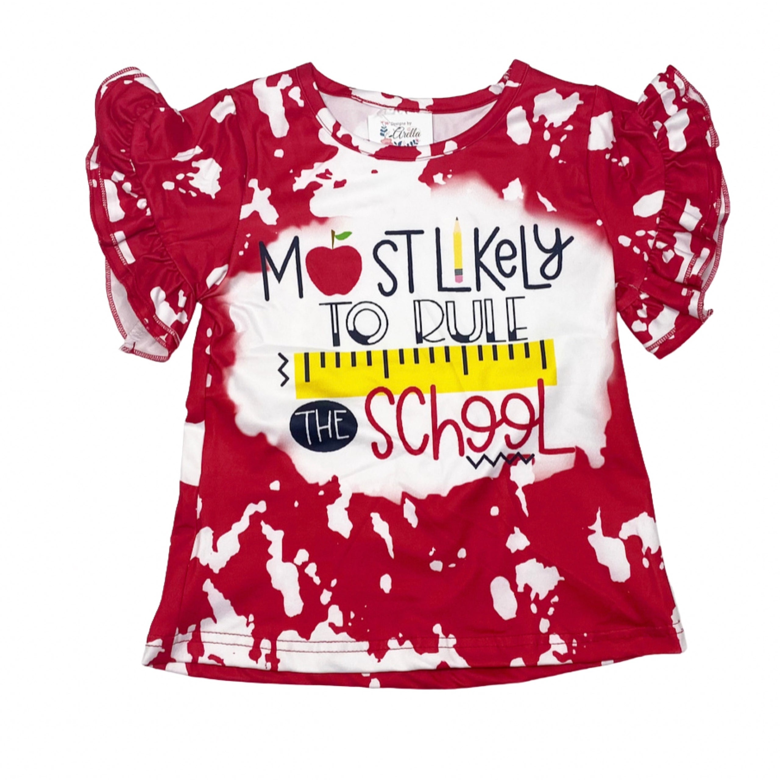 Bleached red Rule the School tee | Designs by Arella