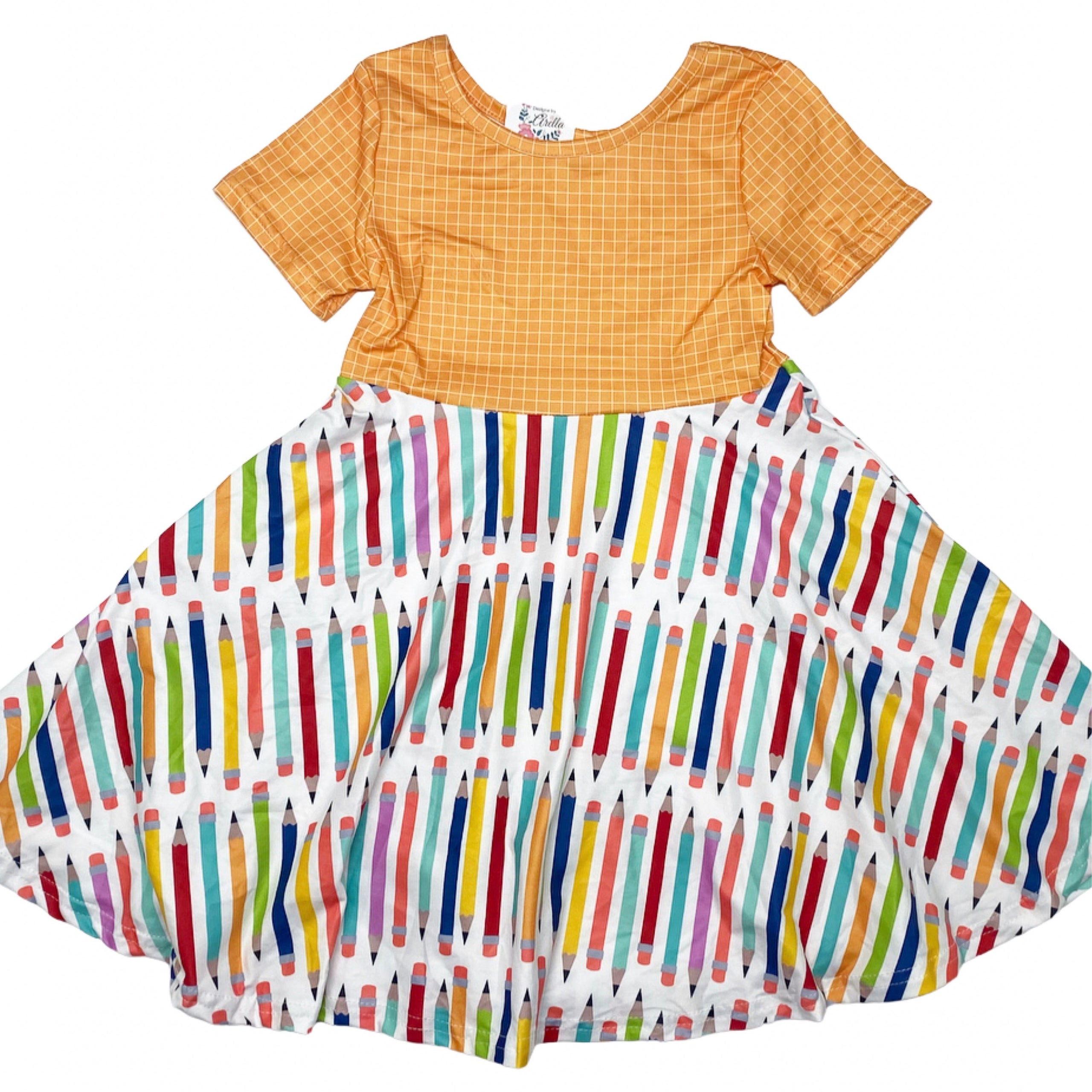 Orange pencils twirl dress | Designs by Arella